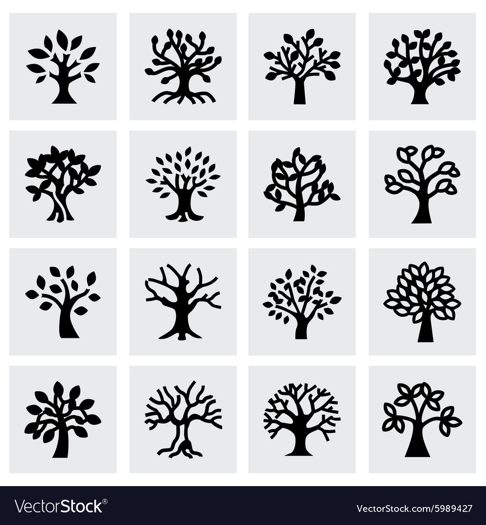 Trees icon set Royalty Free Vector Image - VectorStock
