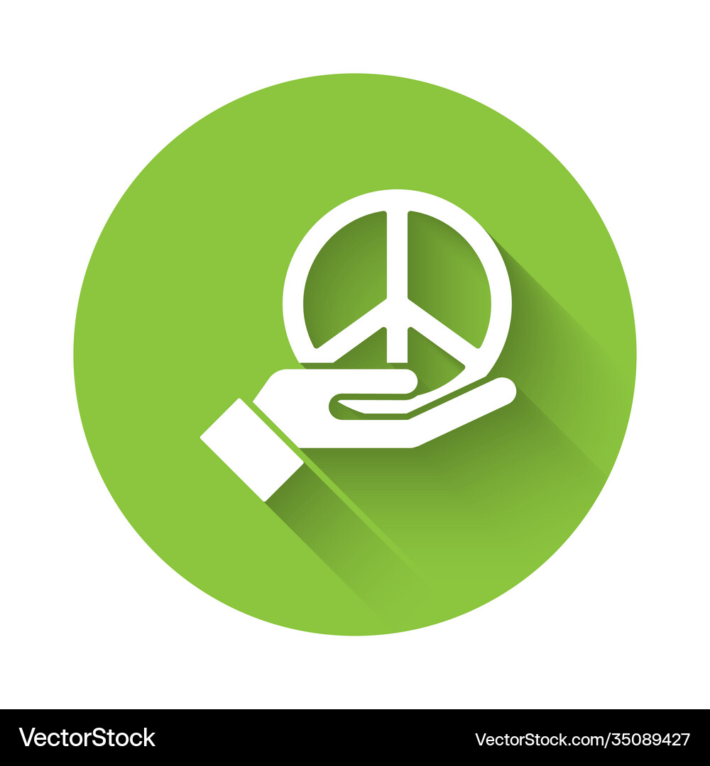 White peace icon isolated with long shadow hippie Vector Image