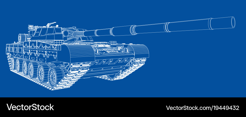 Blueprint of realistic tank Royalty Free Vector Image
