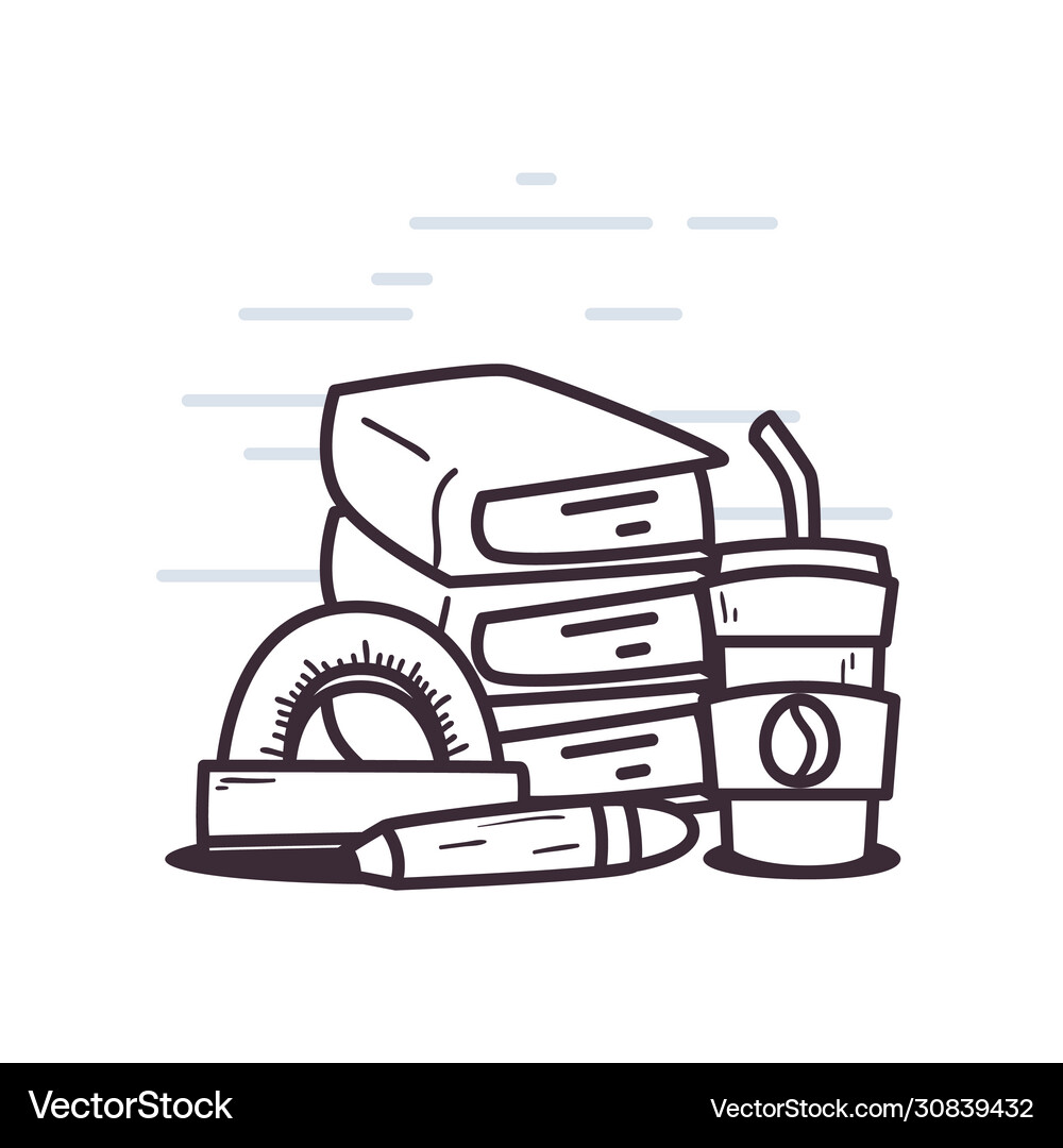 Books ruler coffee mug and pencil design Vector Image