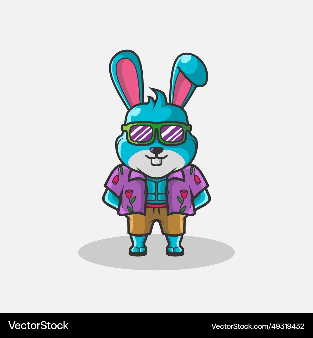 Cute rabbit on beach character simple animal Vector Image