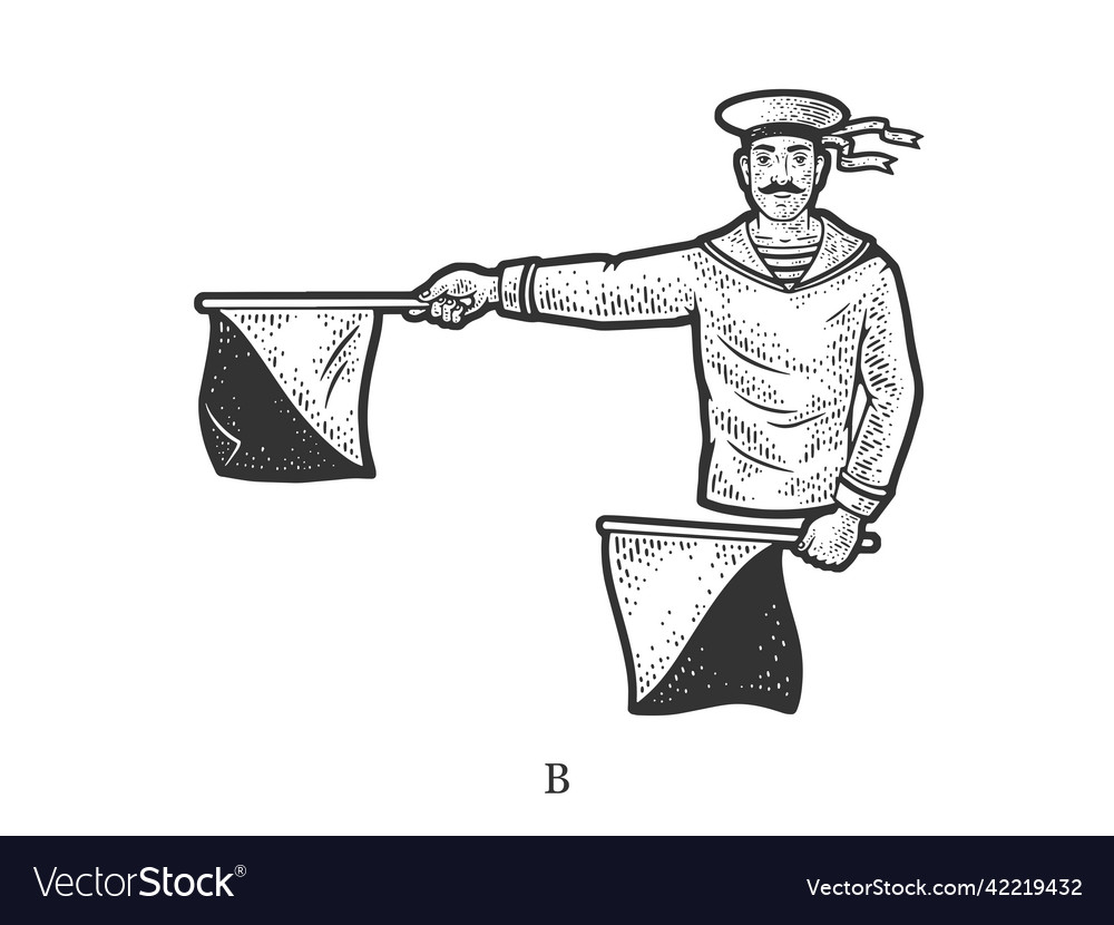 Flag semaphore letter b sketch Royalty Free Vector Image Flag semaphore letter b sketch Royalty Free Vector Image