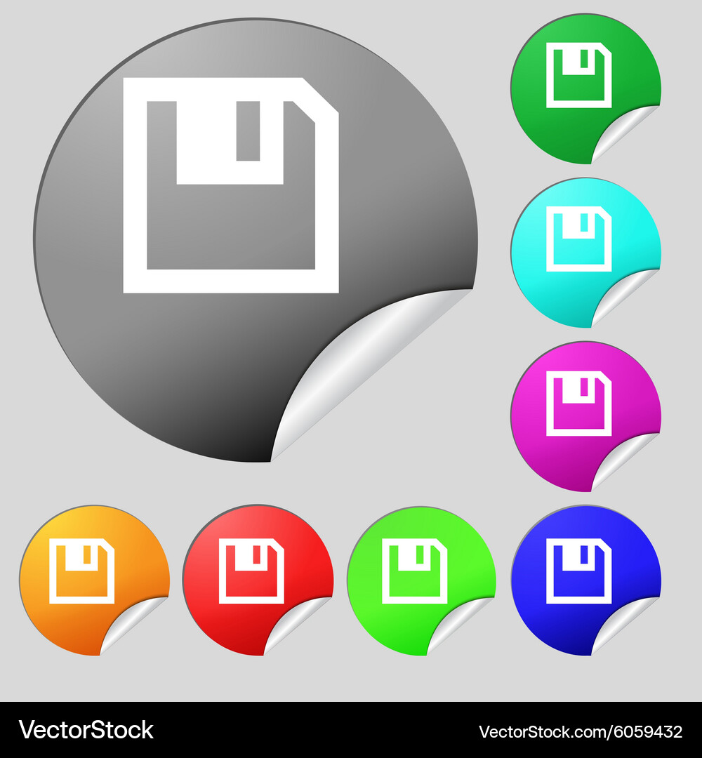Floppy icon flat modern design set of eight multi Vector Image