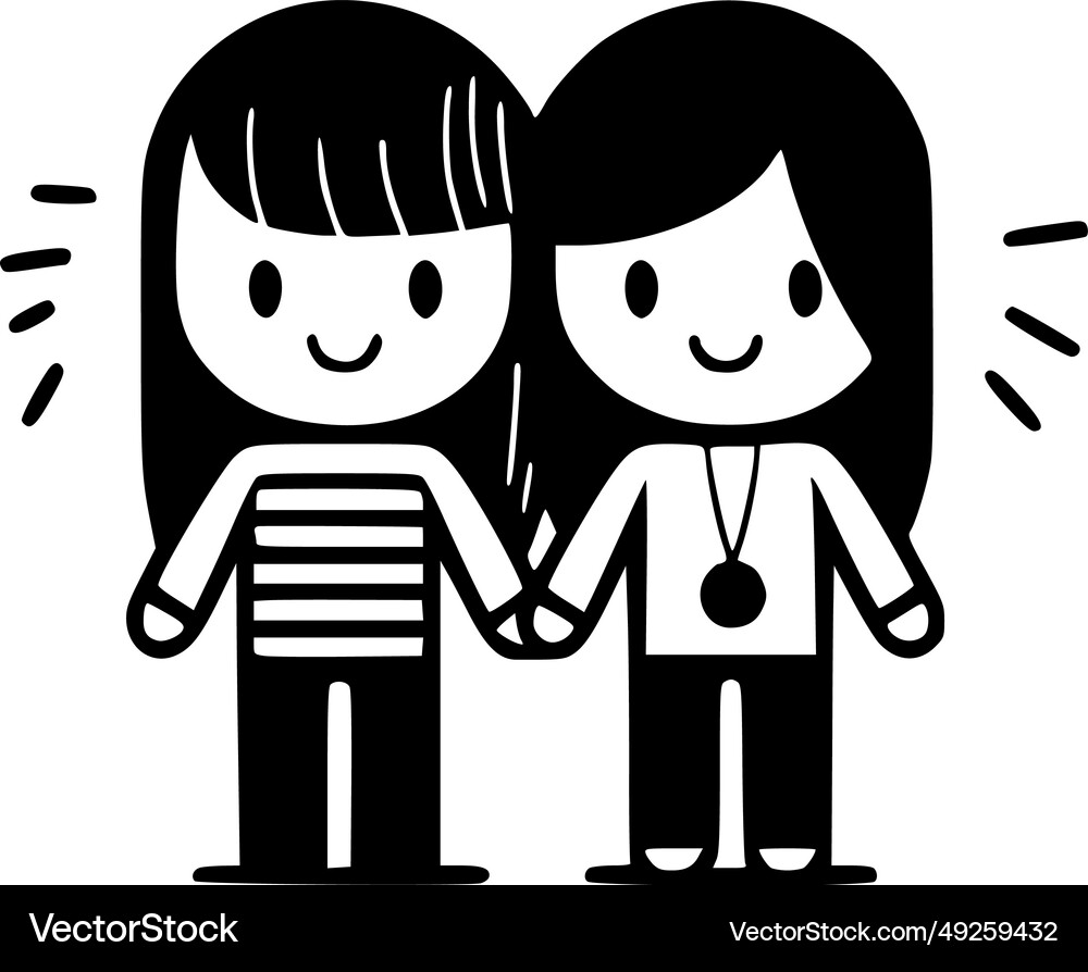 Friends - black and white isolated icon Royalty Free Vector