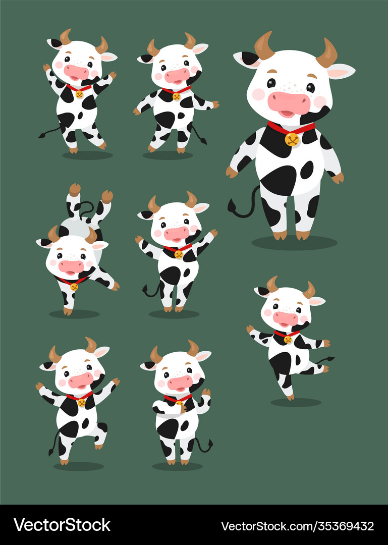 Happy ox characters cartoon cows mascots Vector Image