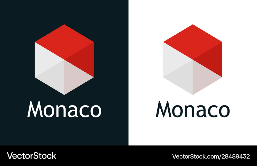 Icon monaco flag on black and white Royalty Free Vector