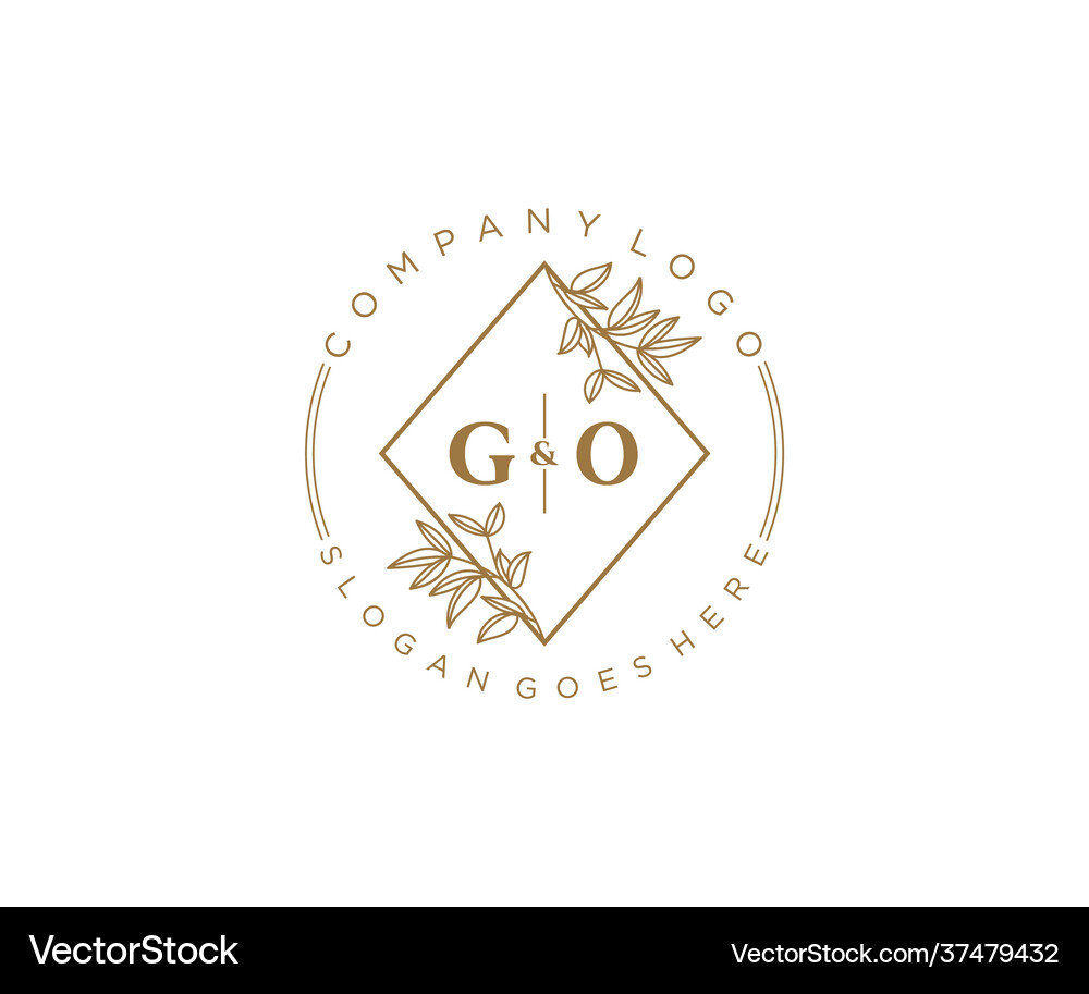 Initial go letters beautiful floral feminine Vector Image
