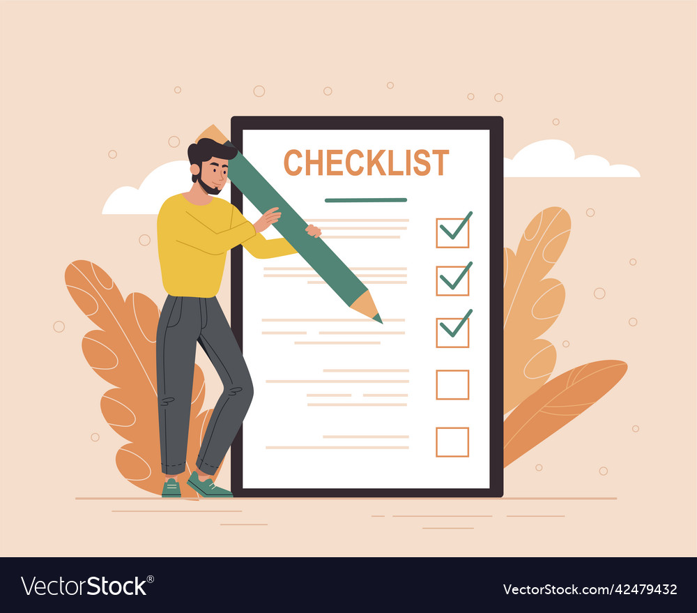 Man with checklist Royalty Free Vector Image - VectorStock