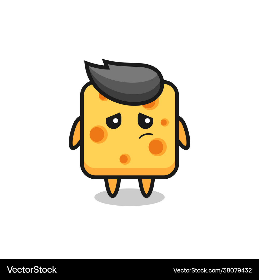 Mascot cheese with sceptical face Royalty Free Vector Image
