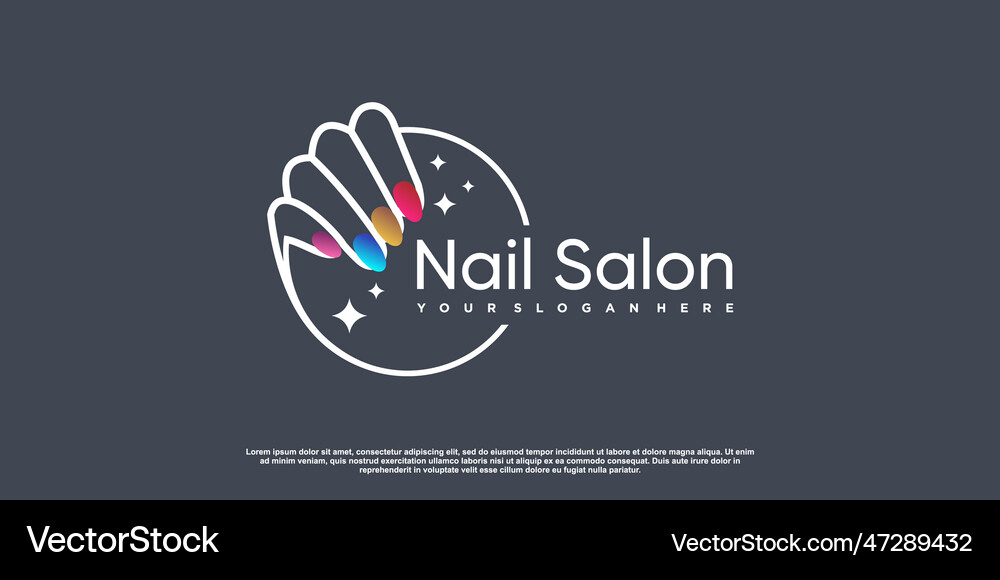 Nail logo concept with creative element style Vector Image
