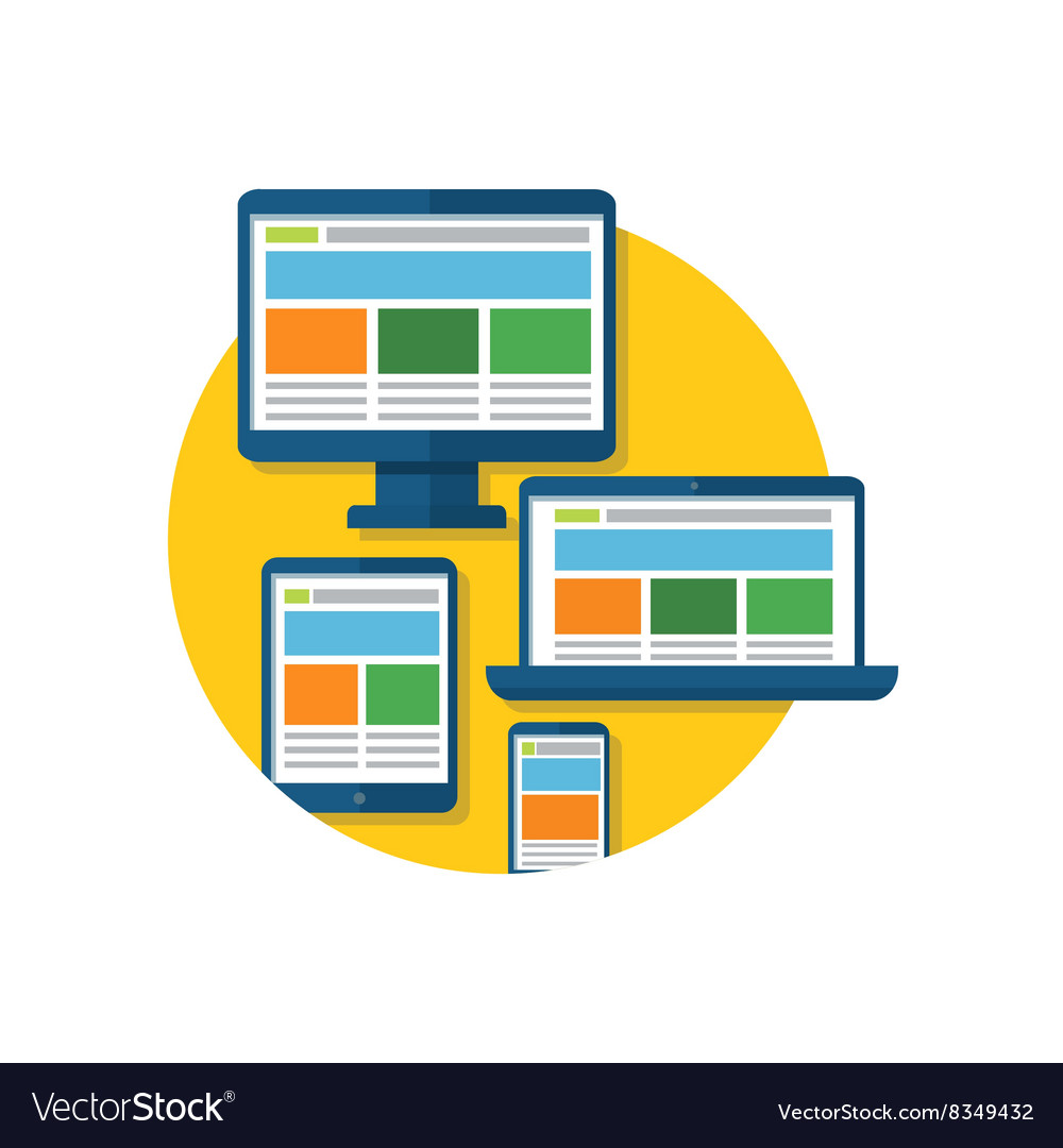 Responsive design icon flat isolated Royalty Free Vector