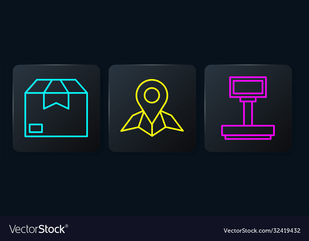 Set line carton cardboard box scale Royalty Free Vector
