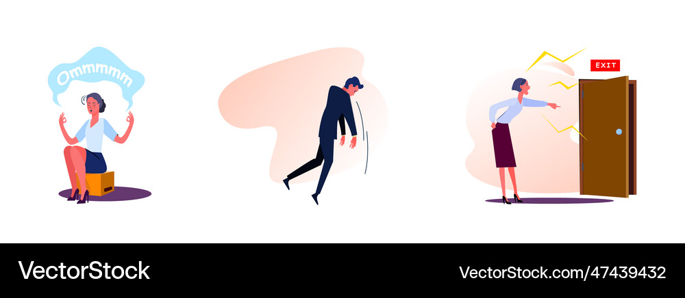Set of people meditating falling screaming Vector Image