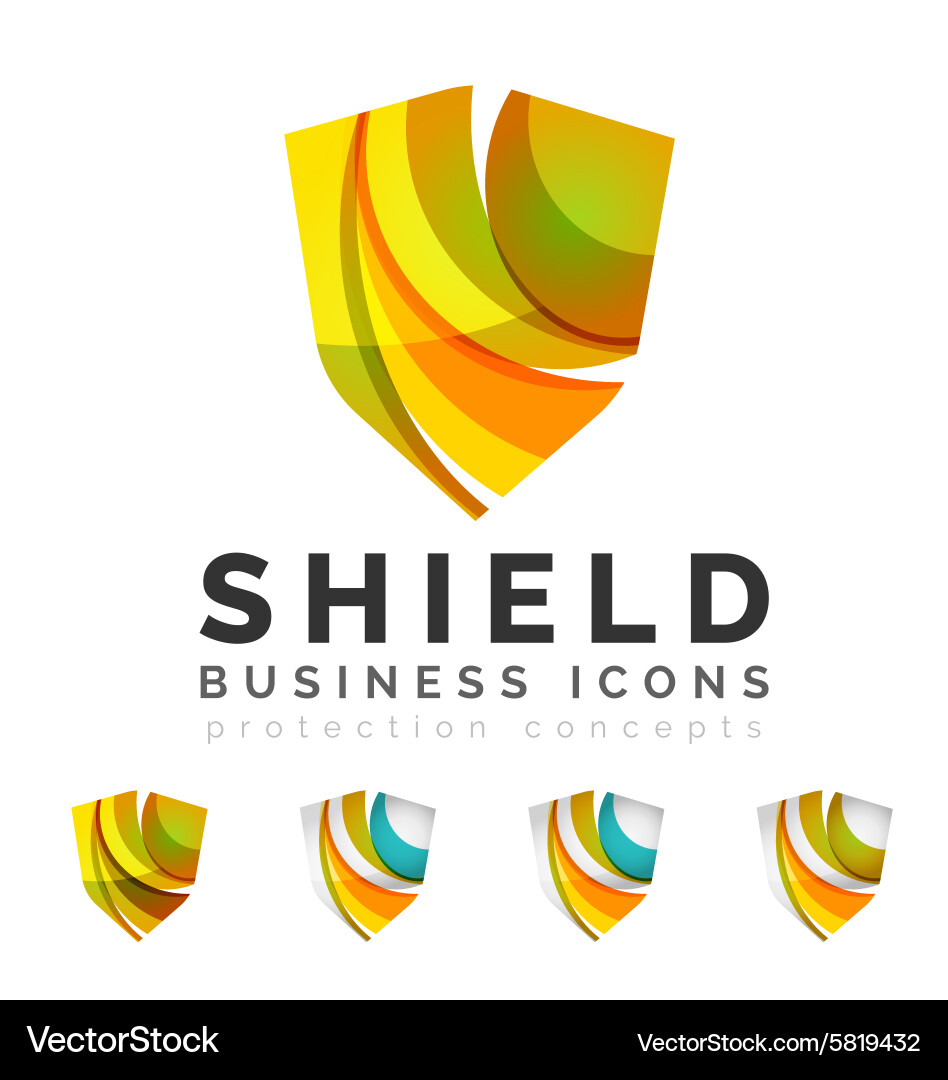 Set of protection shield logo concepts Royalty Free Vector