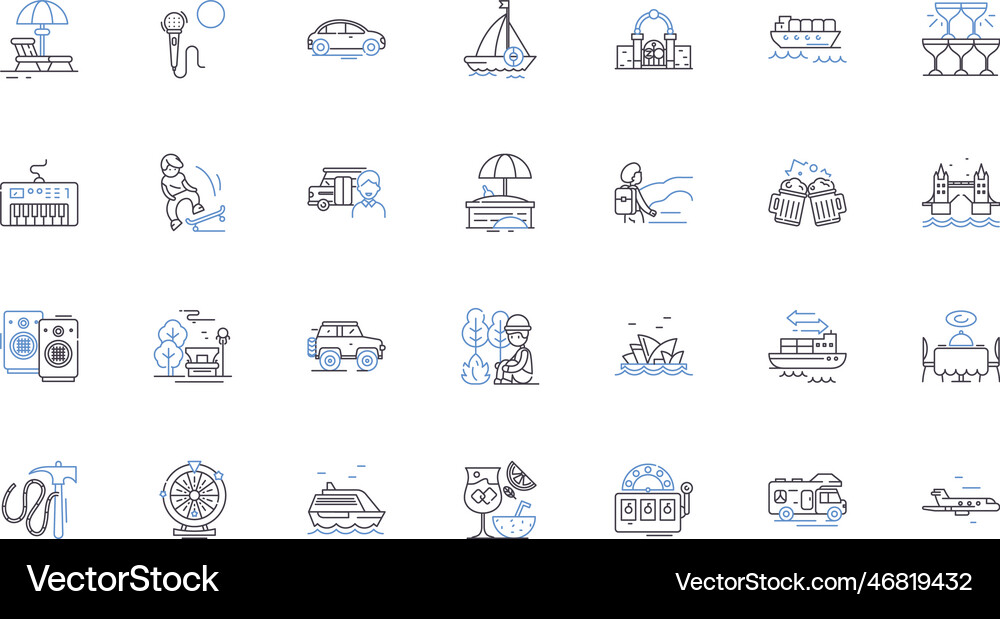 Wandering line icons collection roaming Royalty Free Vector
