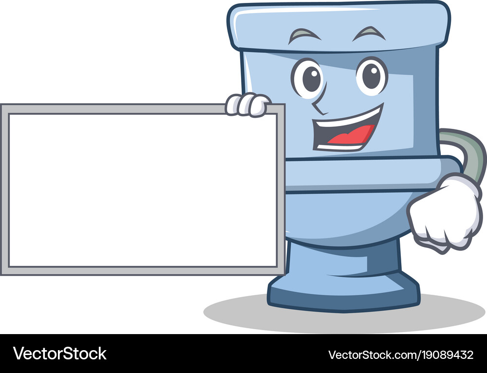 With board toilet character cartoon style Vector Image