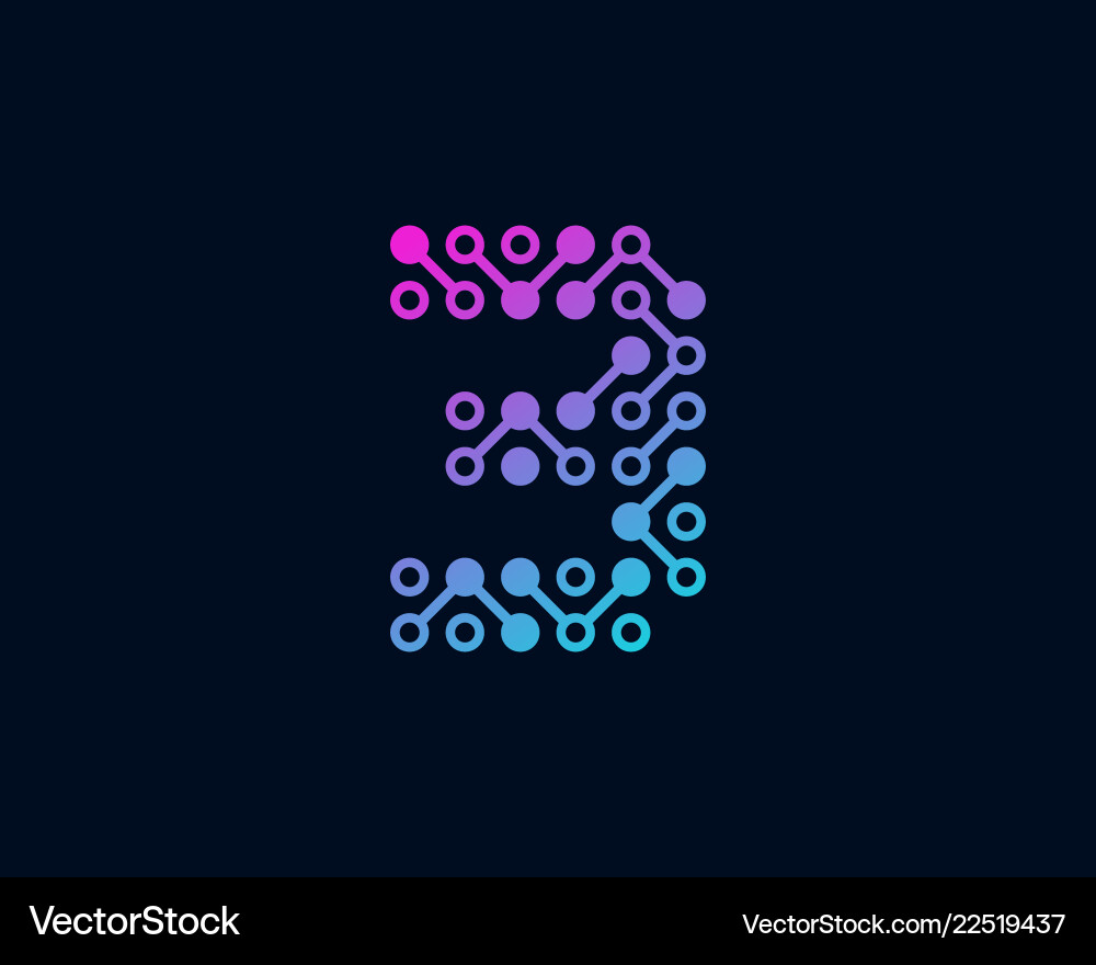 3 circuit digital number logo icon design Vector Image
