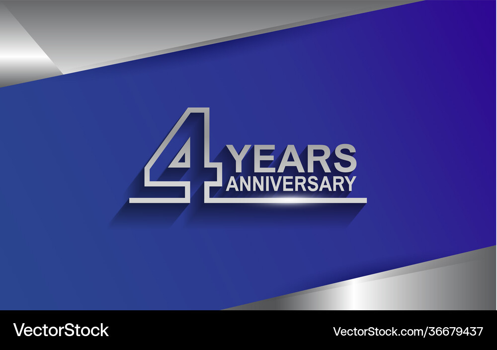 4 years anniversary silver color line style Vector Image