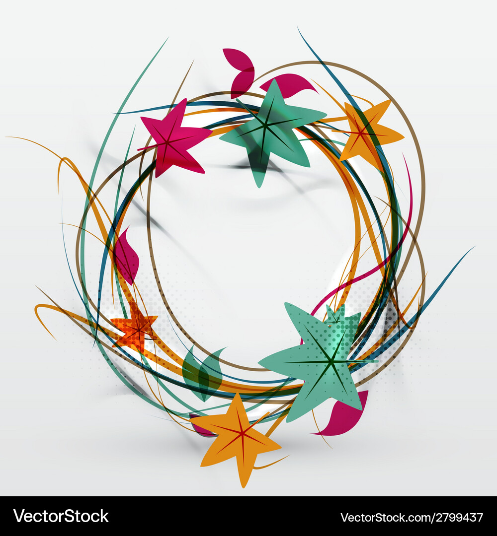 Autumn leaves and lines abstract background Vector Image