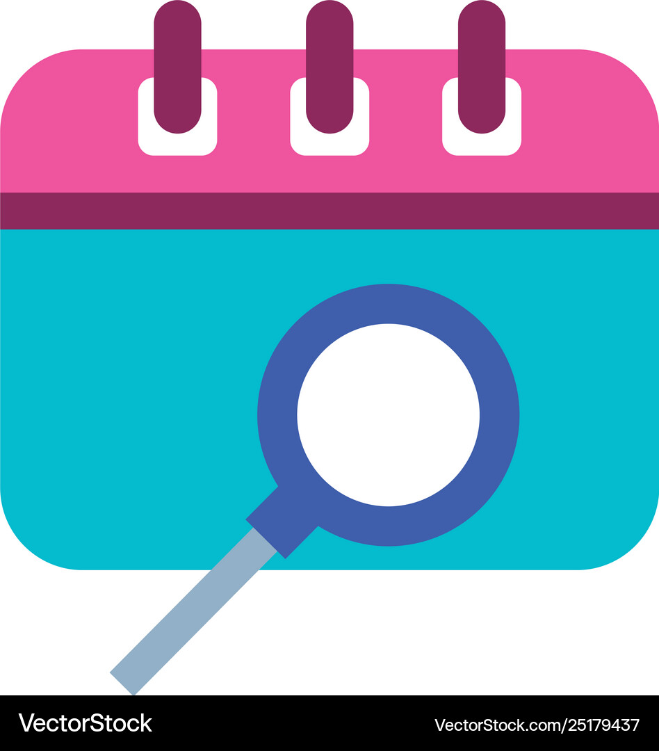 Calendar reminder with magnifying glass Royalty Free Vector
