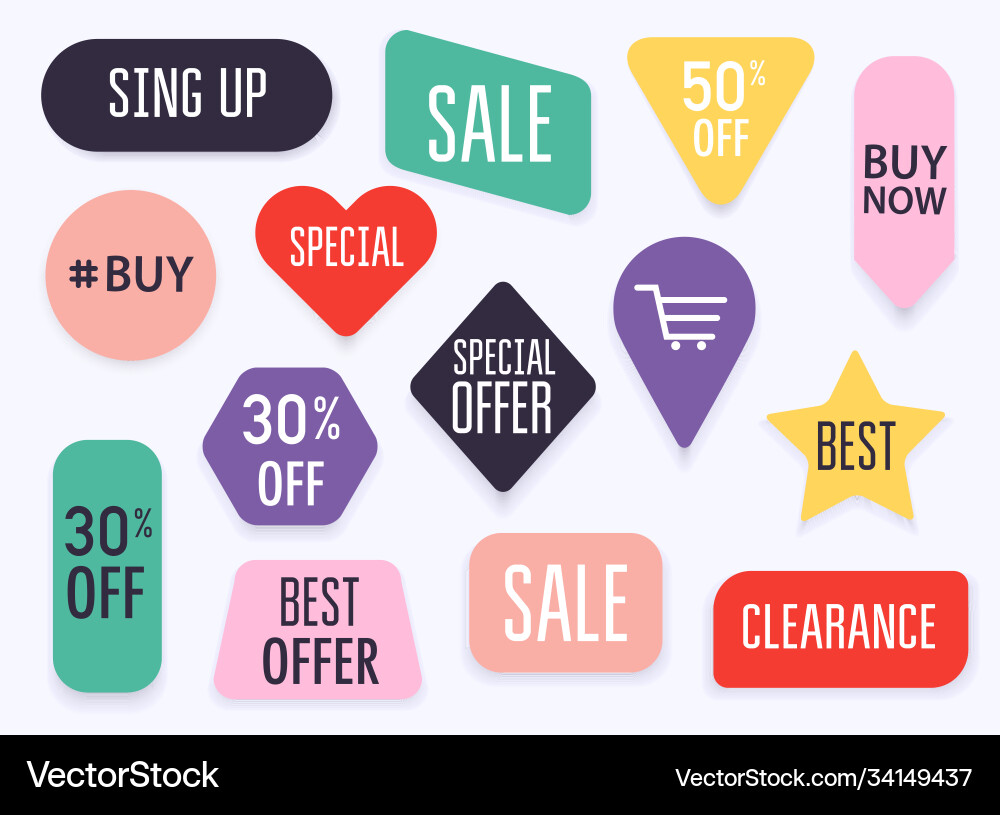 Collection premium promo sealsstickers Royalty Free Vector