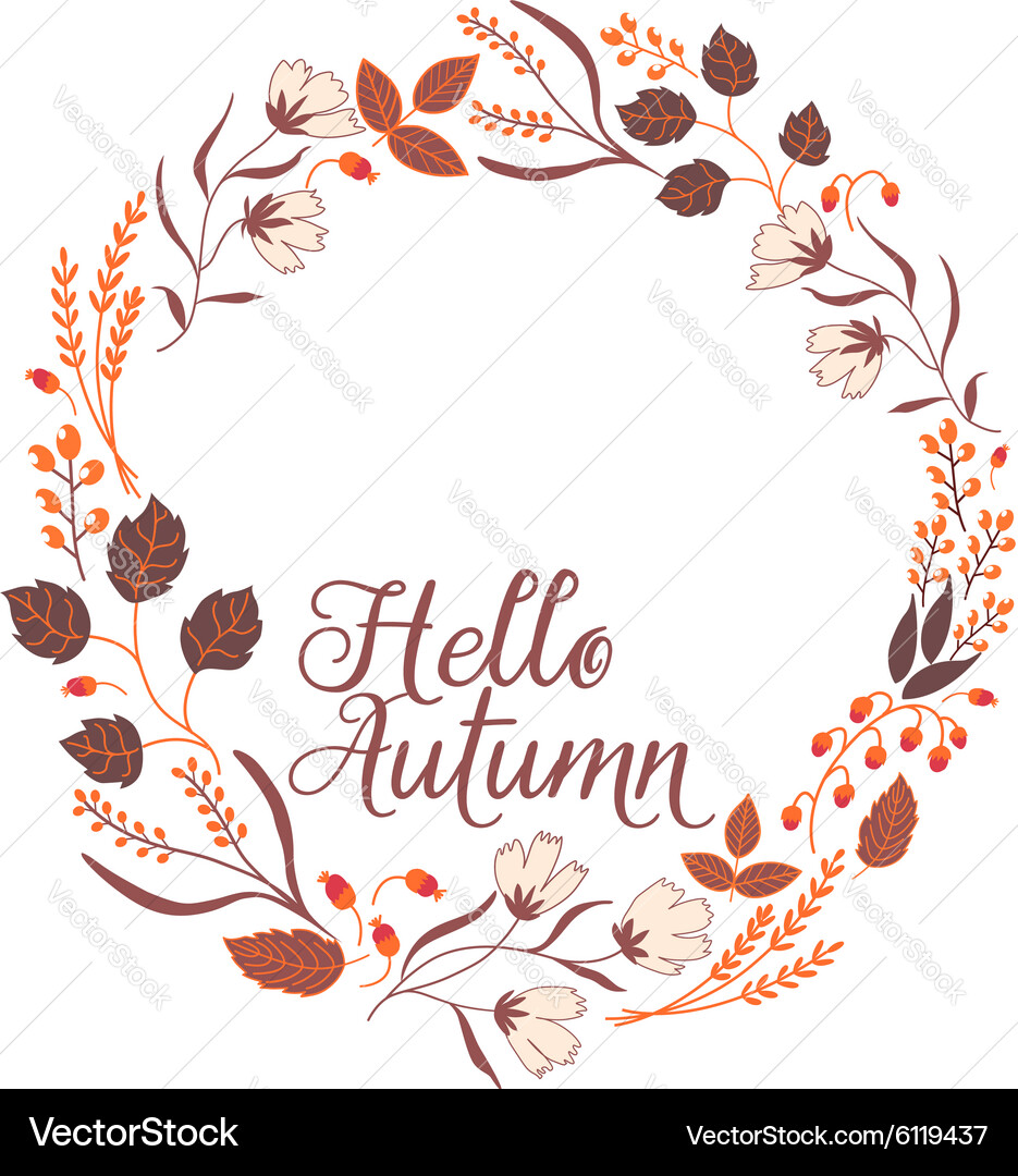 Floral frame collection sign hello autumn Vector Image