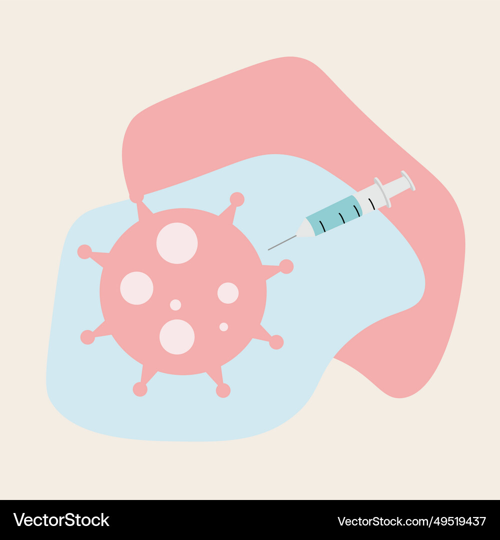 Isolated virus and a vaccination syringe Vector Image