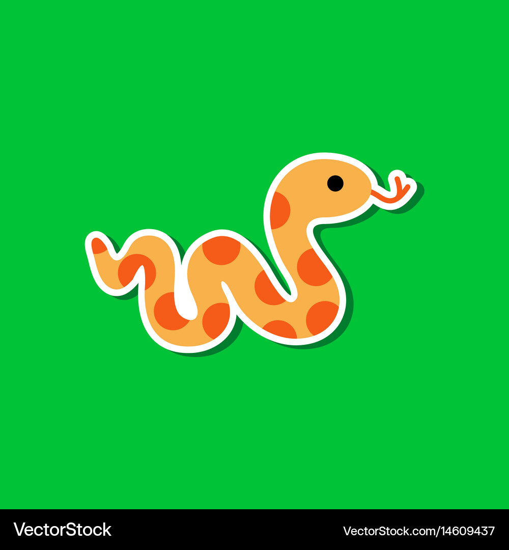 Paper sticker on stylish background snake Vector Image
