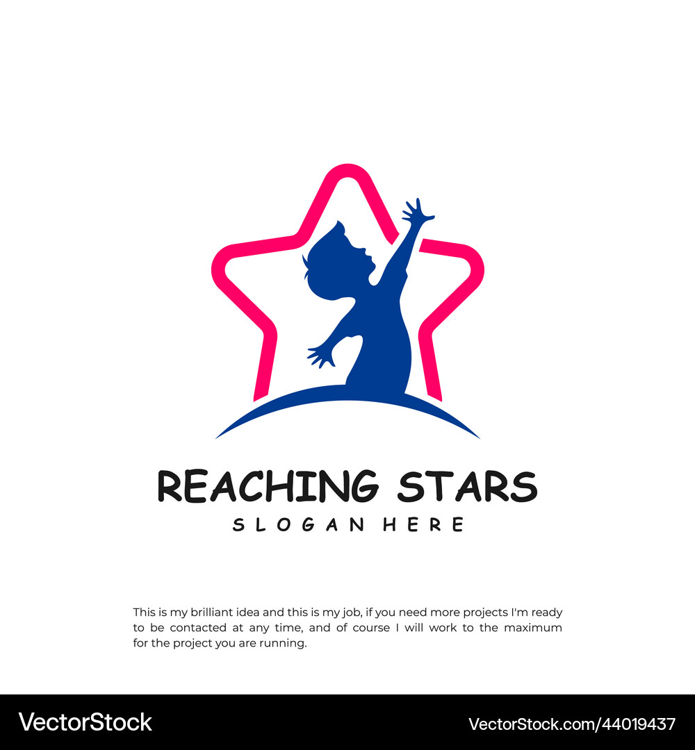 Reaching stars logo design template dream star Vector Image