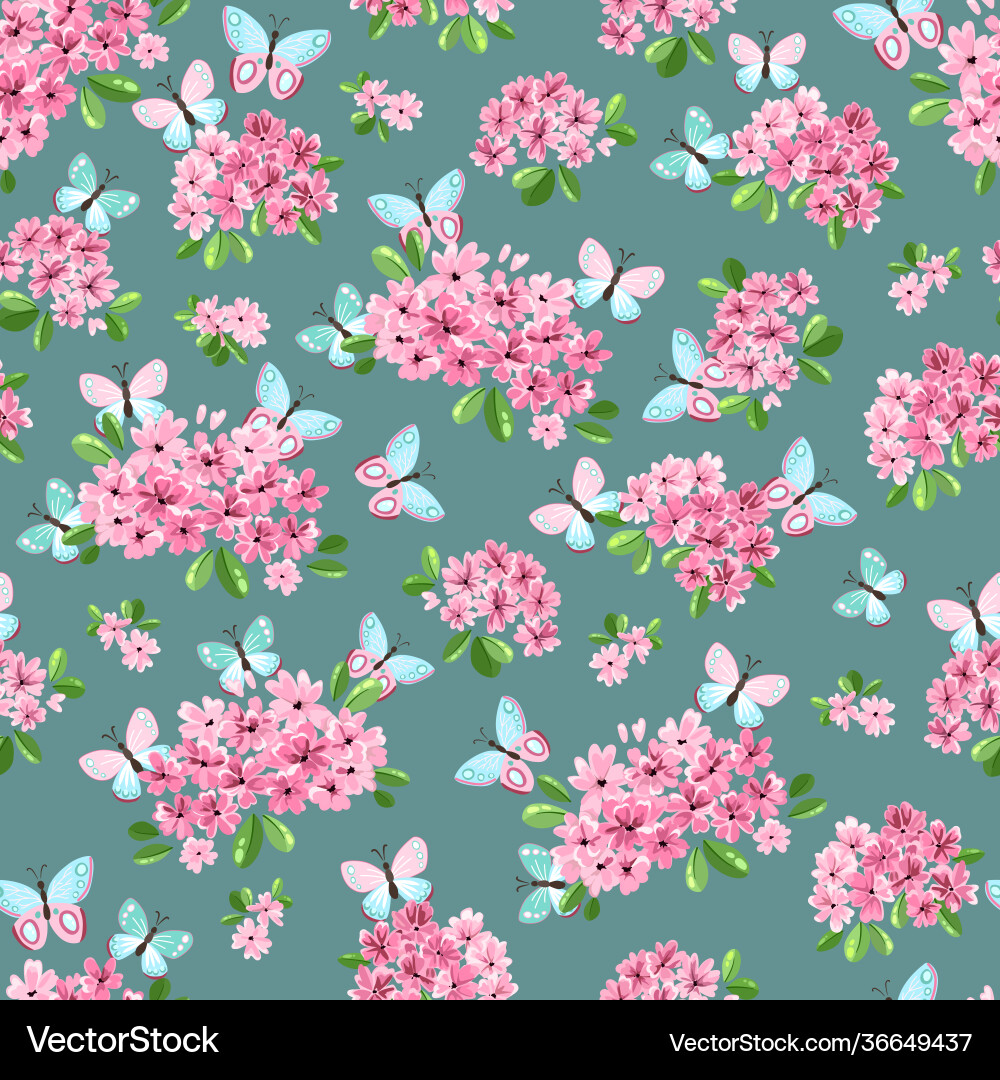 Seamless pattern with little pink flowers and Vector Image