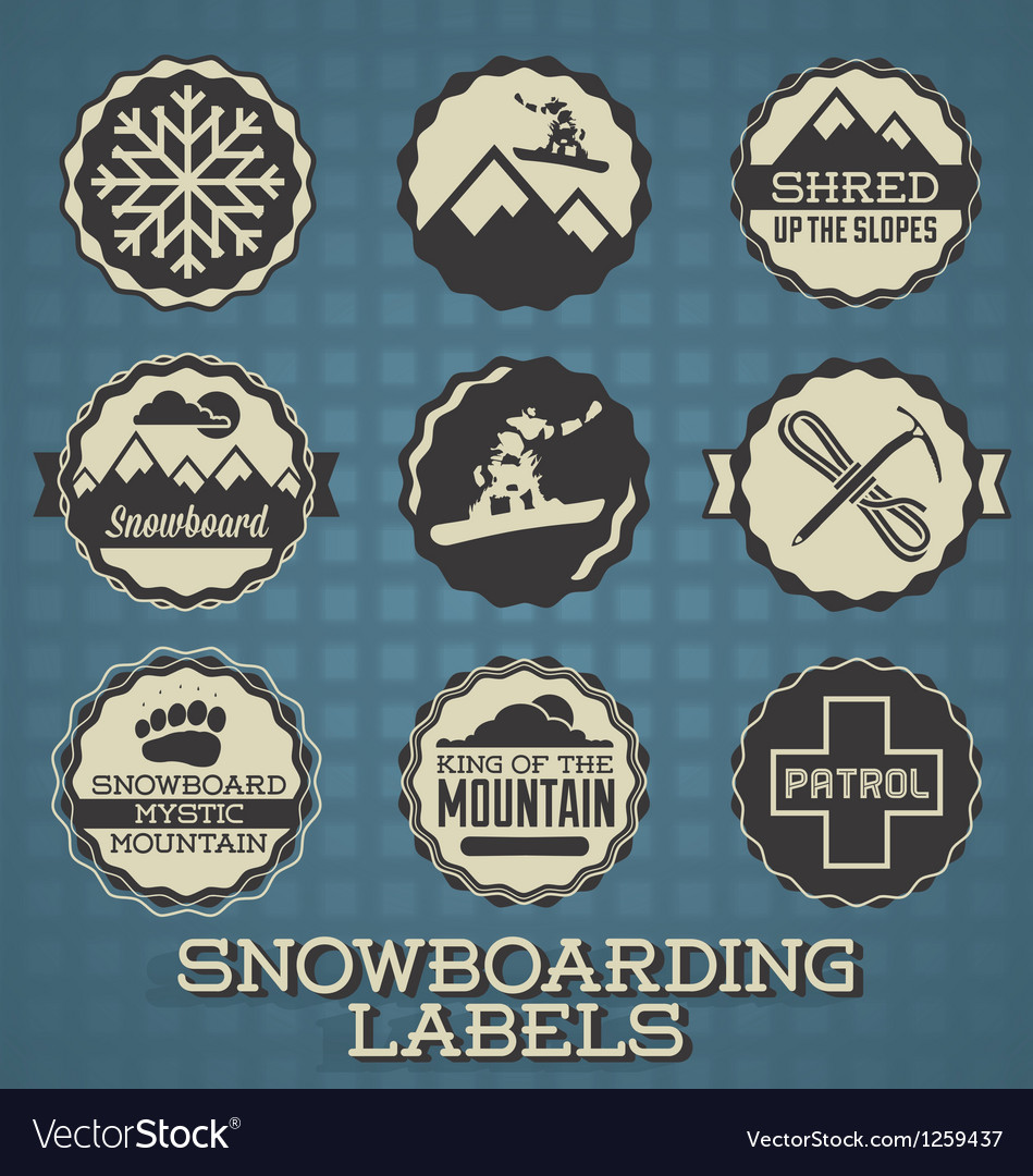 Snowboarding labels and icons Royalty Free Vector Image