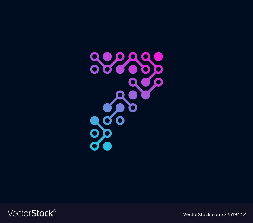 7 circuit digital number logo icon design Vector Image