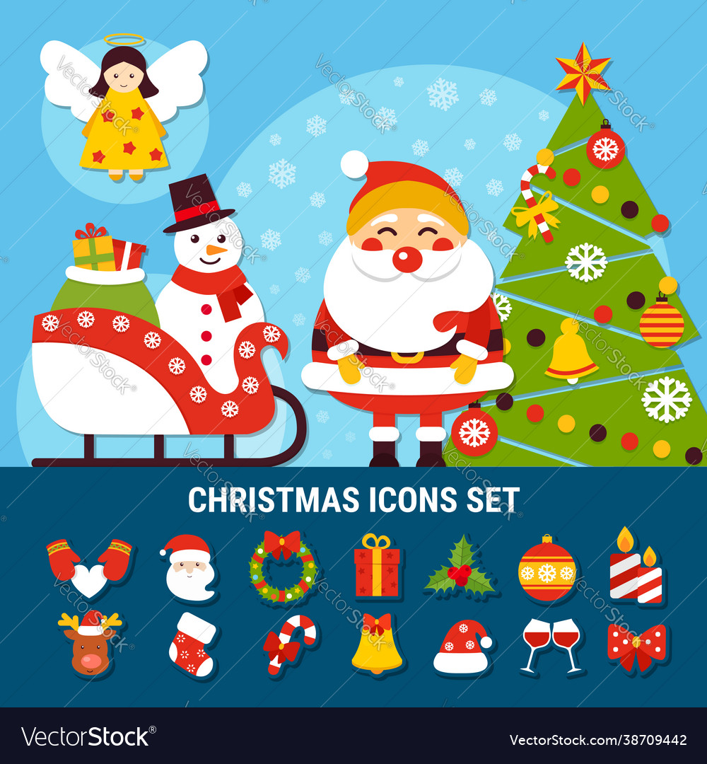 Christmas icons set Royalty Free Vector Image - VectorStock