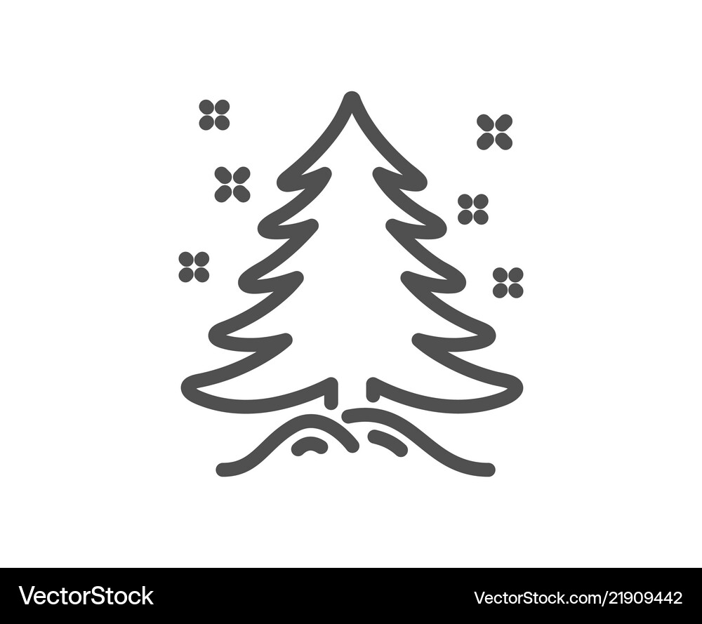 Christmas tree present line icon new year spruce Vector Image