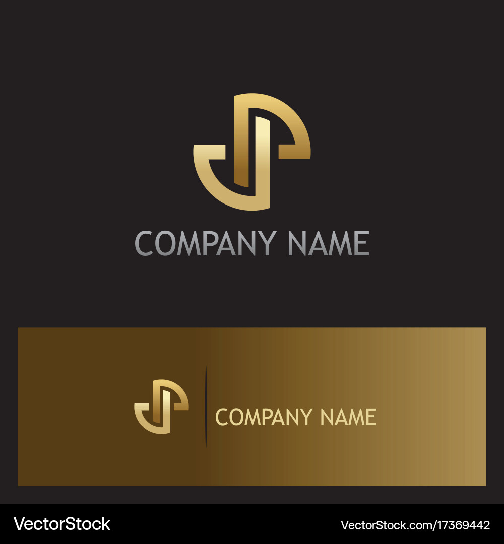 Circle shape curve infinity gold logo Royalty Free Vector
