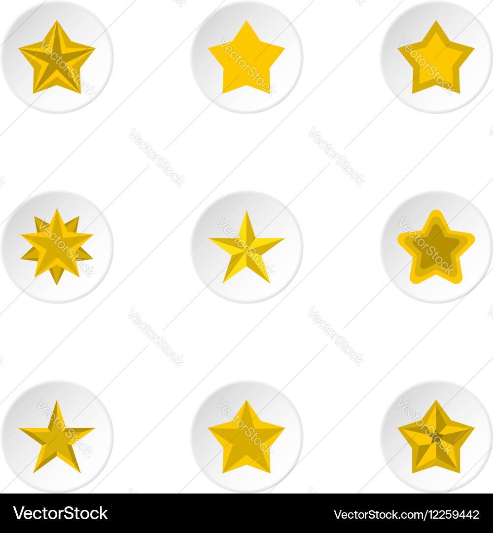 Geometric figure star icons set flat style Vector Image