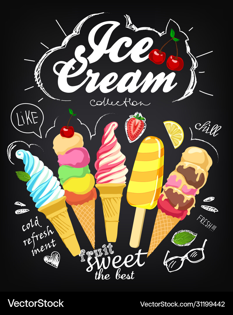 Ice cream collection different delicious cream Vector Image