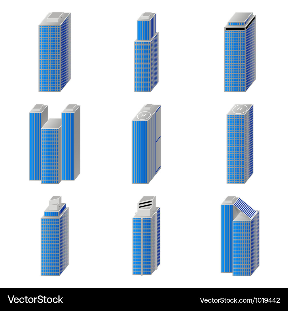 Icons city buildings set Royalty Free Vector Image