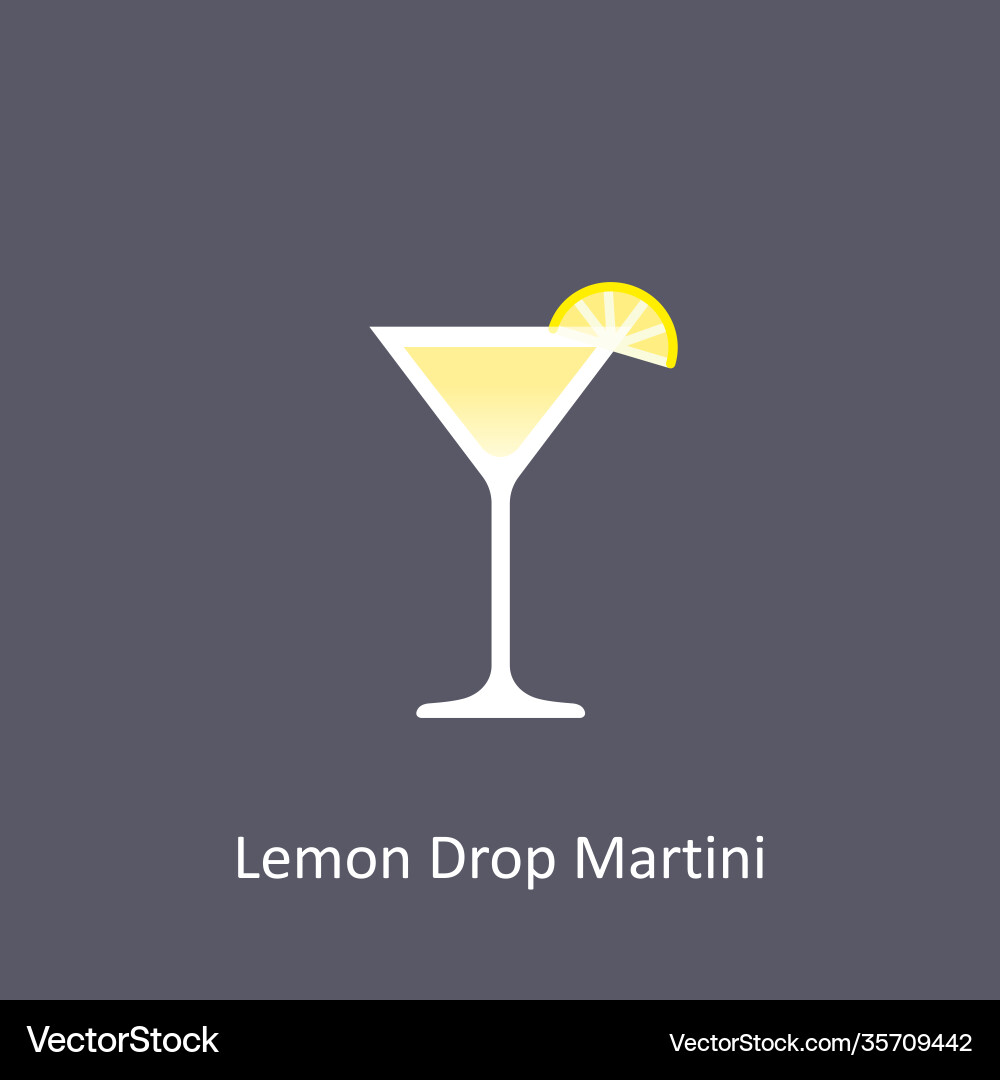 Lemon drop martini cocktail icon on dark Vector Image