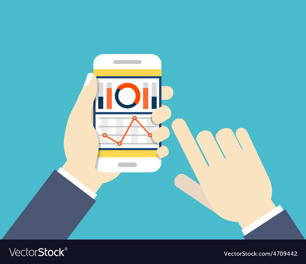Mobile phone with dashboard modern user interface Vector Image