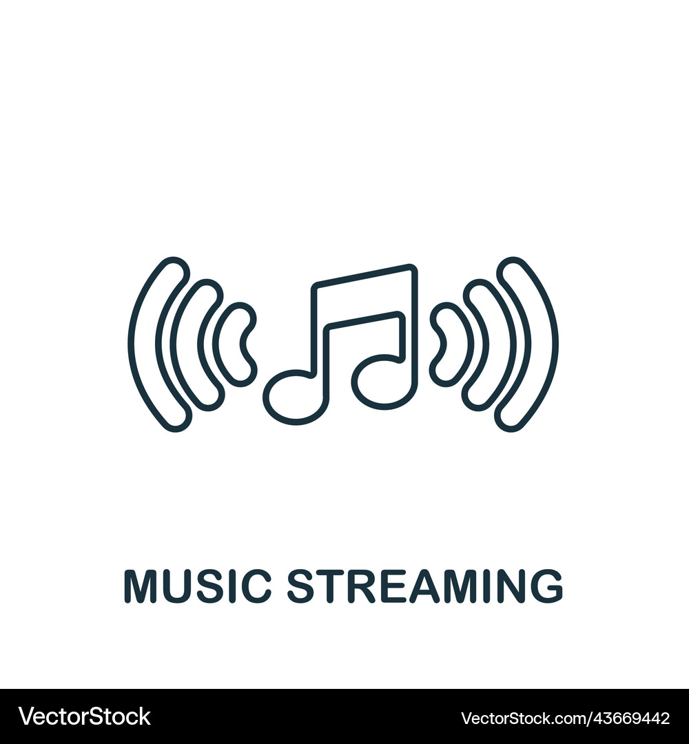Music streaming icon line simple icon Royalty Free Vector