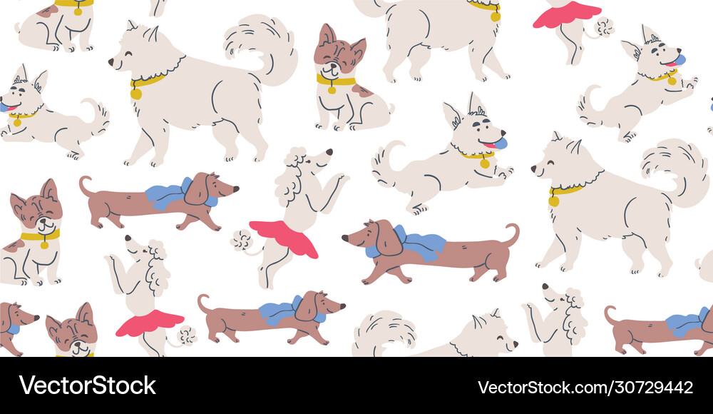 Seamless dog pattern - cute breeds puppy Vector Image