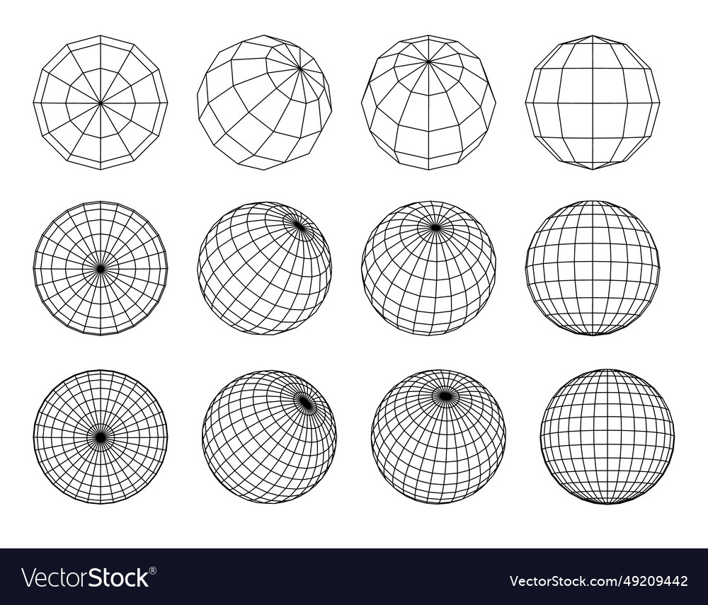 Wireframe sphere with different structure of mesh Vector Image