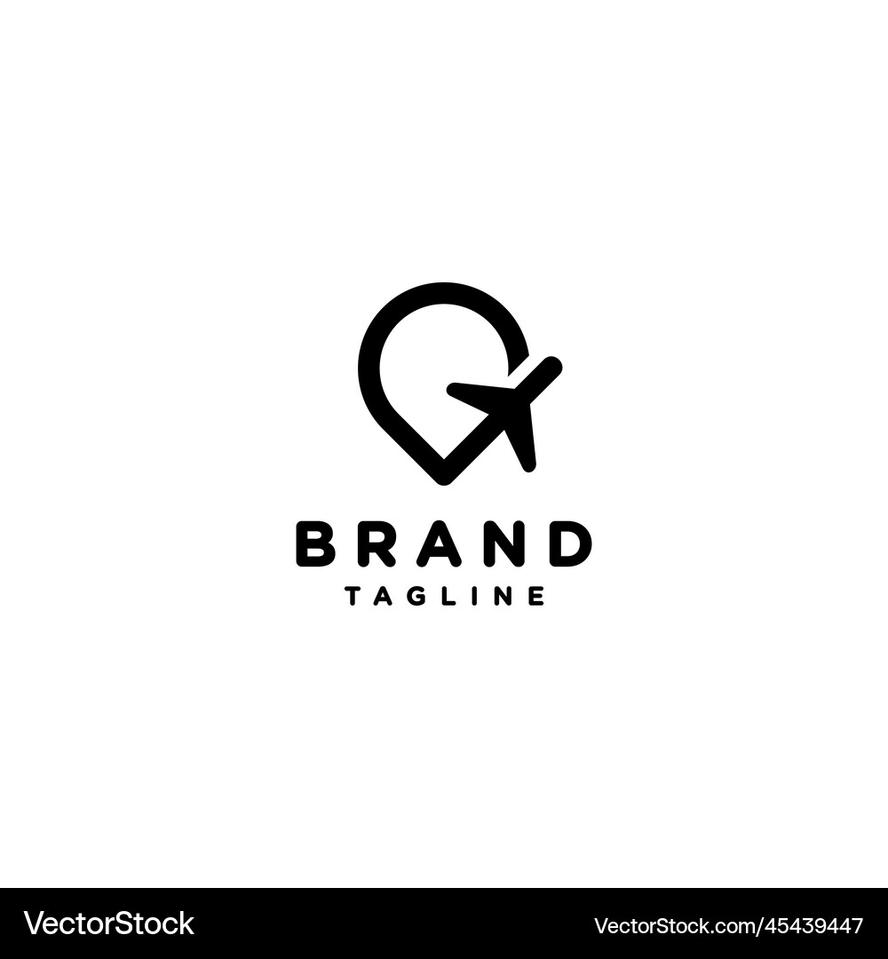 Airplane and pin icon logo design Royalty Free Vector Image