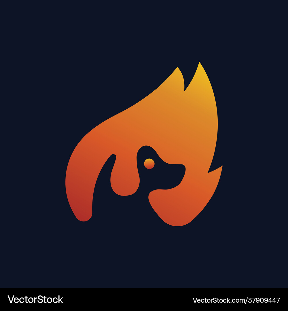Animal dog fire logo design Royalty Free Vector Image