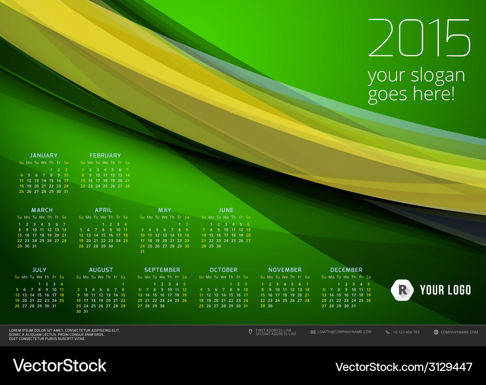 Calendar 2015 template week starts sunday Vector Image