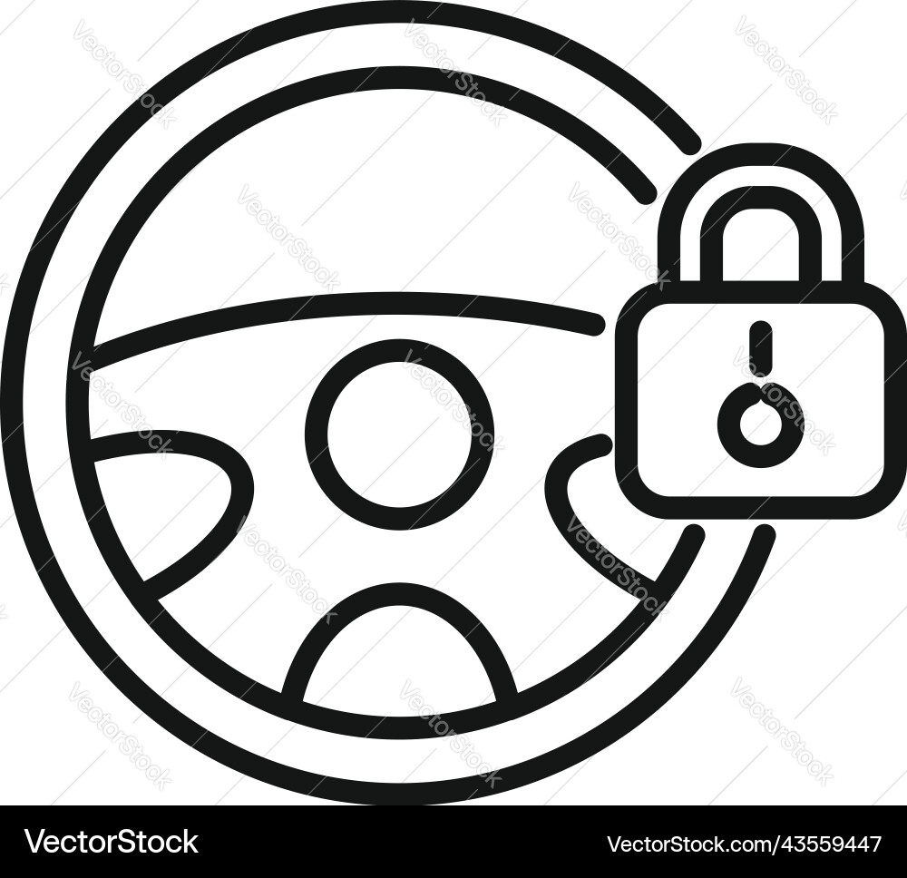 Car steering wheel lock icon outline auto Vector Image