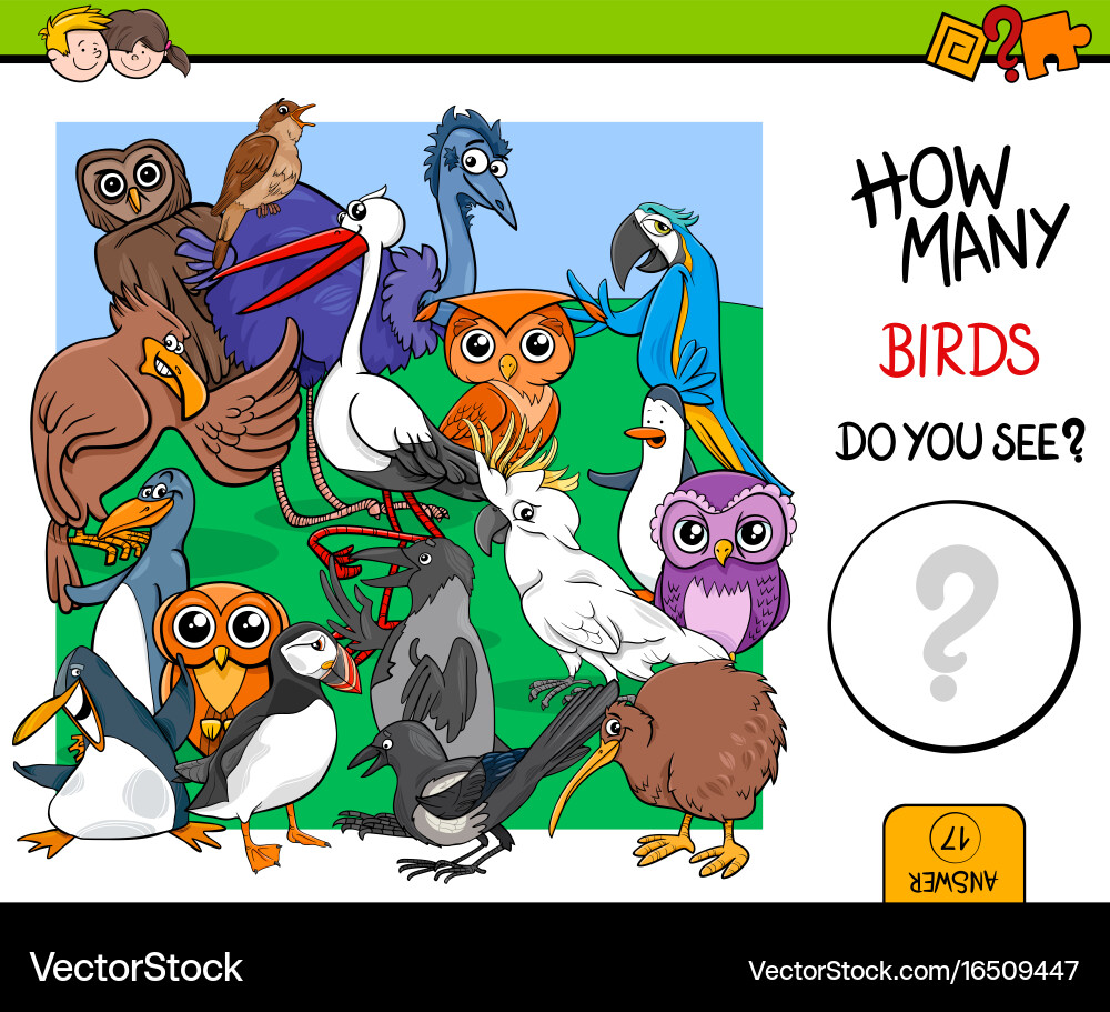 Counting birds educational game for kids Vector Image