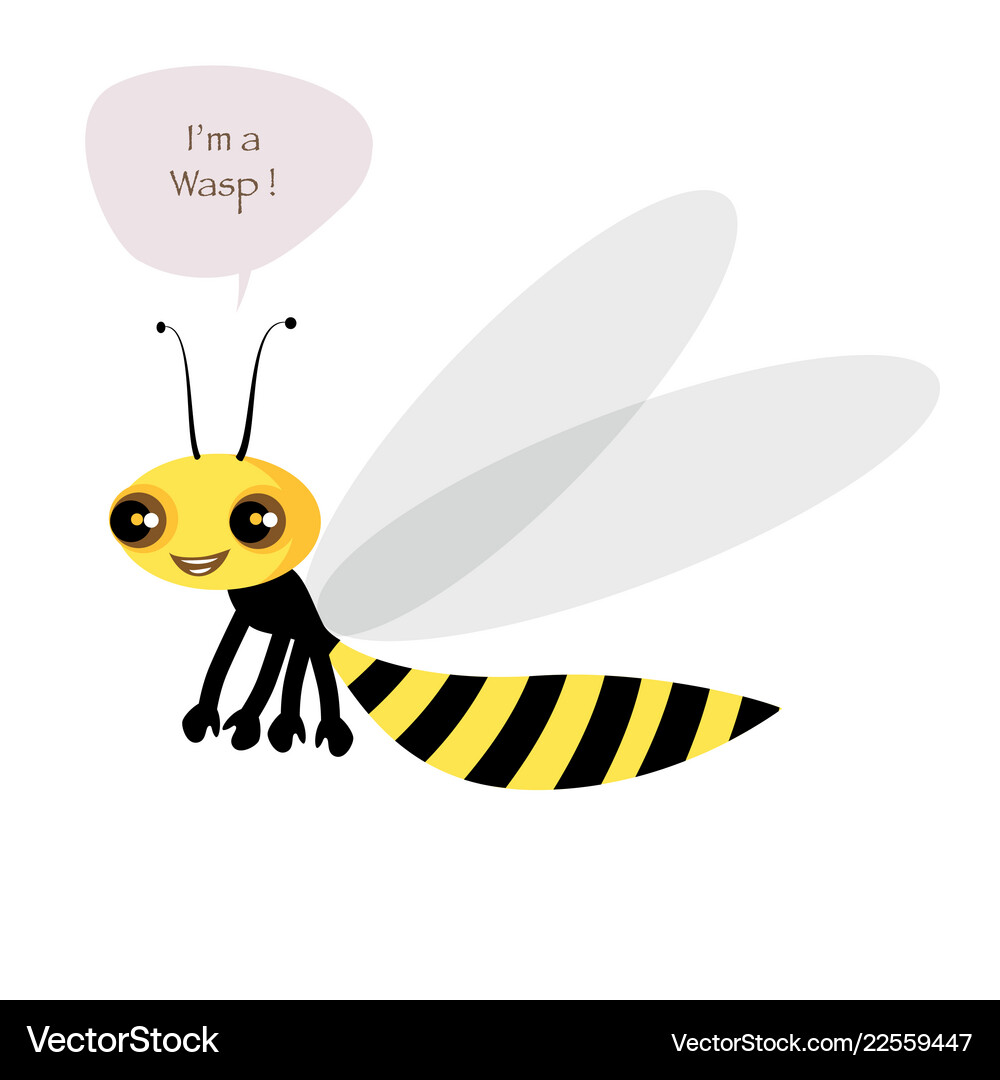 Cute wasp isolated on white background and speech Vector Image
