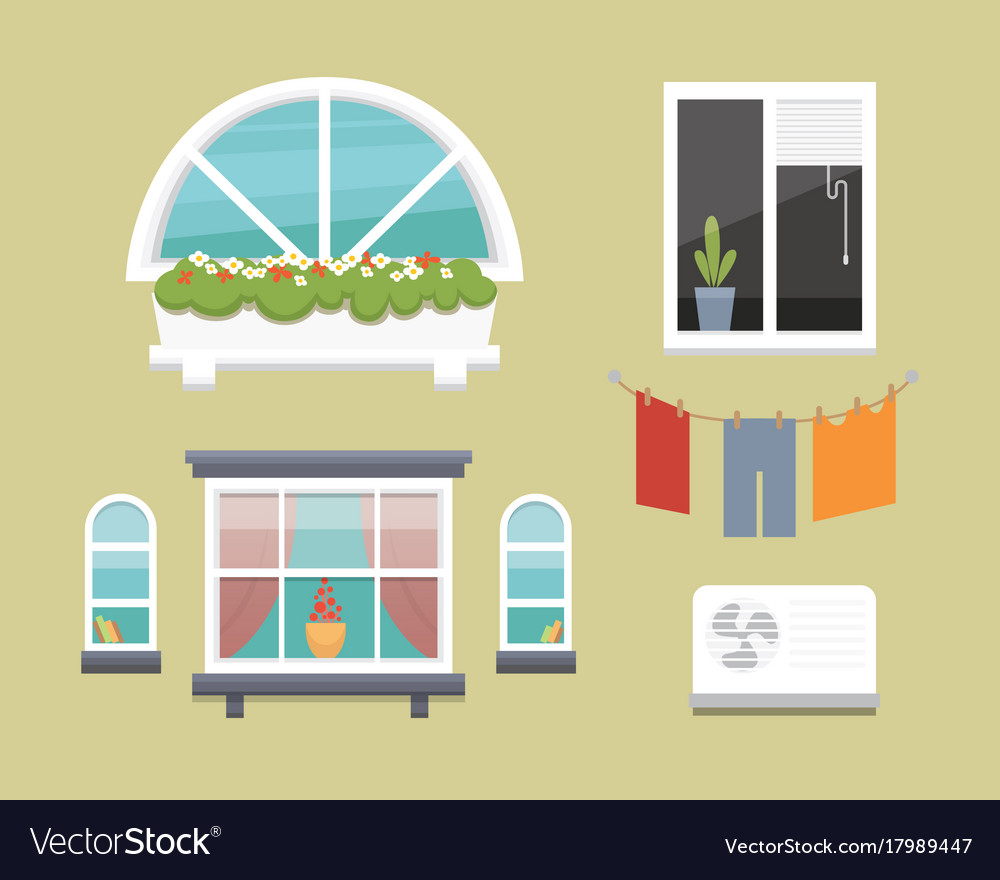 Different interior windows various forms Vector Image